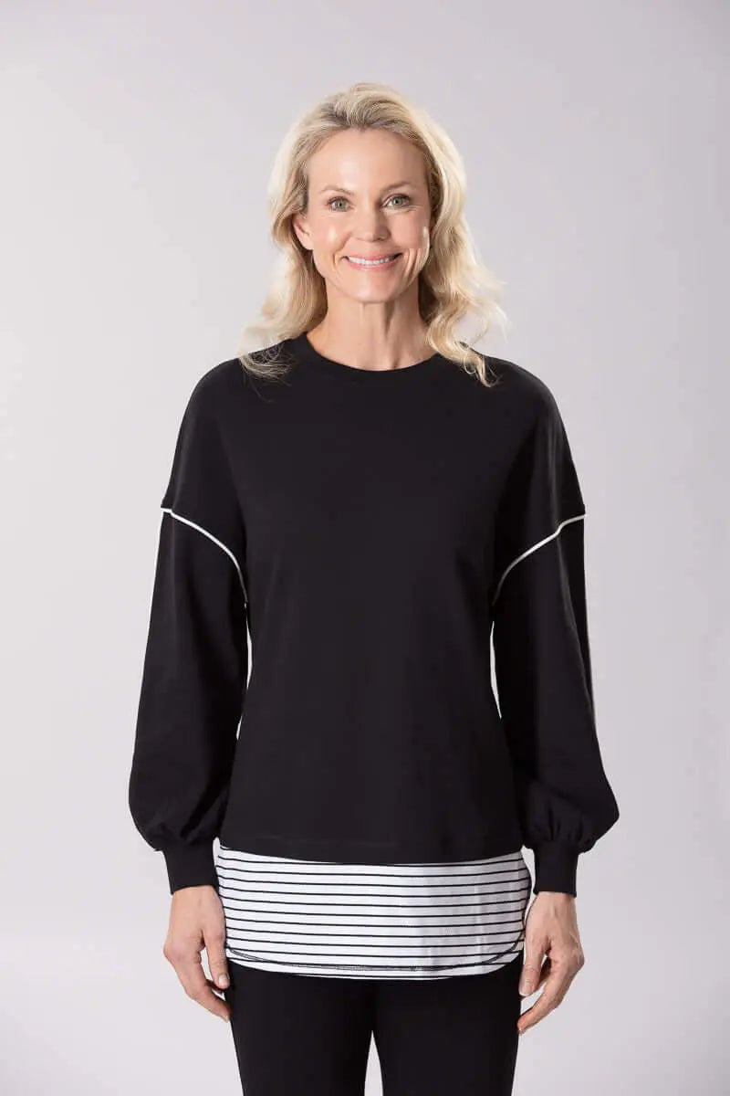 Black Athleisure Micro Knit Jumper | CORFU Easy Living – Corfu Jeans